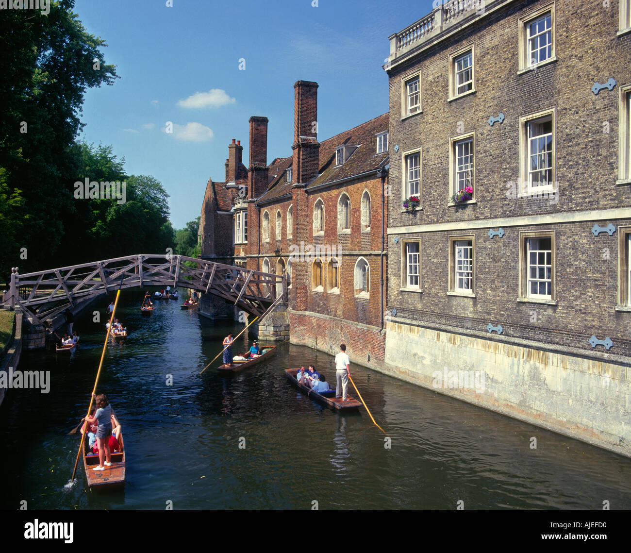 Punting on the River Cam along The Backs Cambridge Great Britain Stock ...