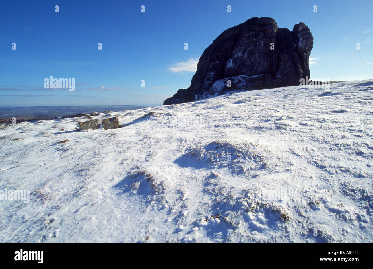 Snow on Haytor Dartmoor National Park Devon Great Britain Stock Photo ...