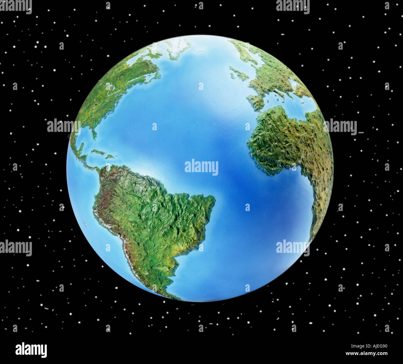 model of planet earth shot against a black background Stock Photo - Alamy