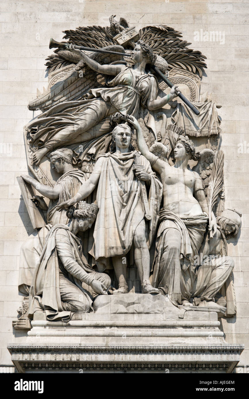 France Ile De France Paris High-Relief Detail On the Arc De Triomphe In ...