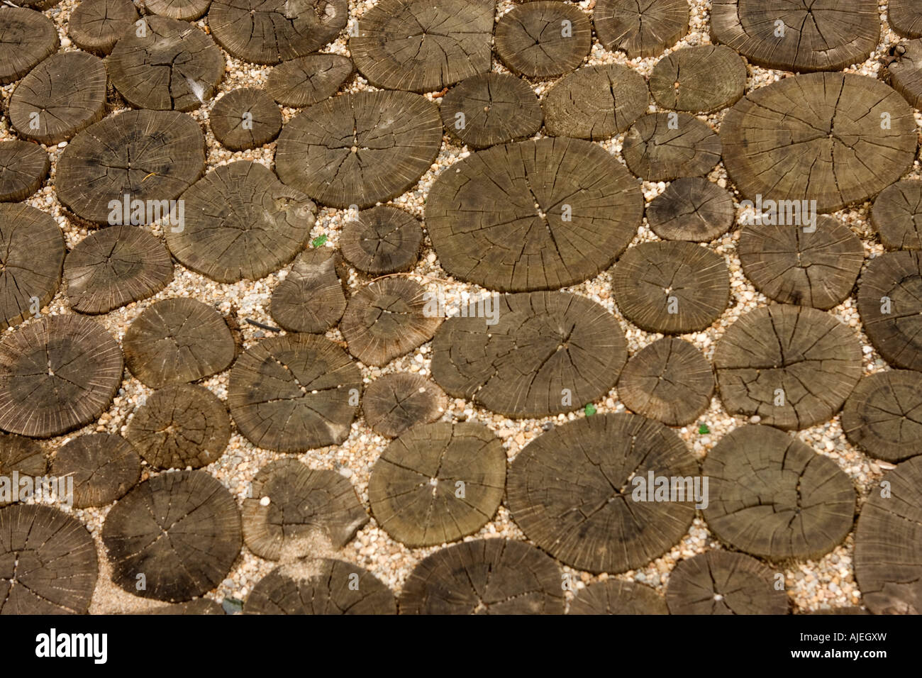 Walkway made of timber and rock Stock Photo - Alamy