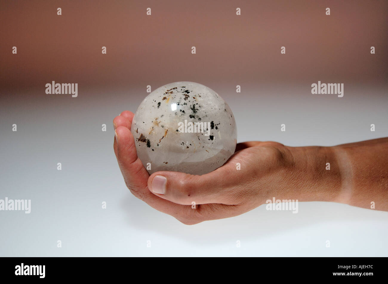 Large Rock crystal quartz sphere with natural inclusions mineral ...
