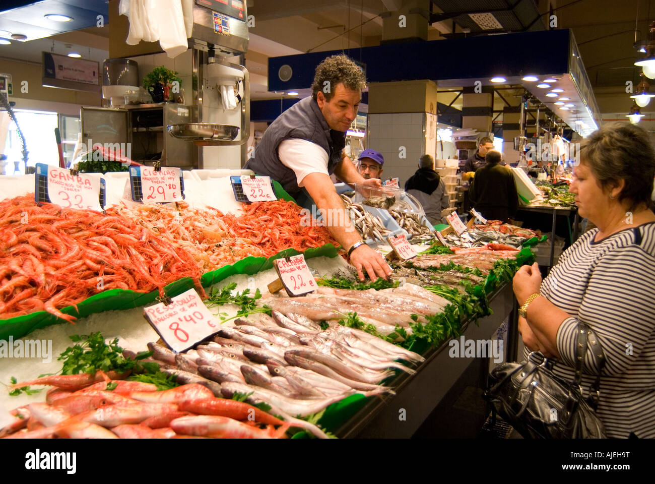 Palma de Mallorca Mallorca Spain Fresh fish on sale at Mercat Olivar ...