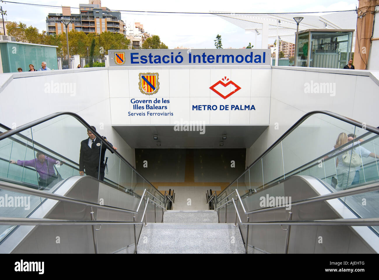 Palma de Mallorca Mallorca Spain Entrance to the recently opened Metro ...