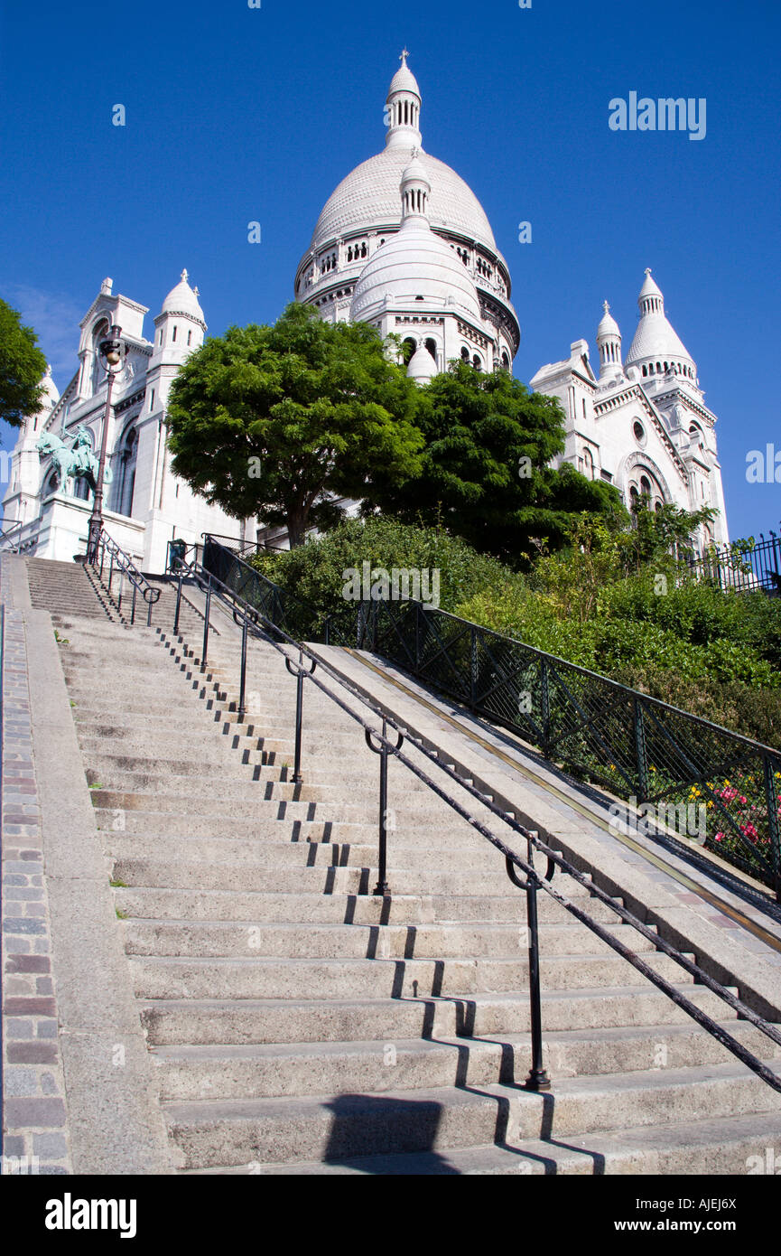 France Ile De France Paris Montmartre Steps Leading Up To Side Of The ...