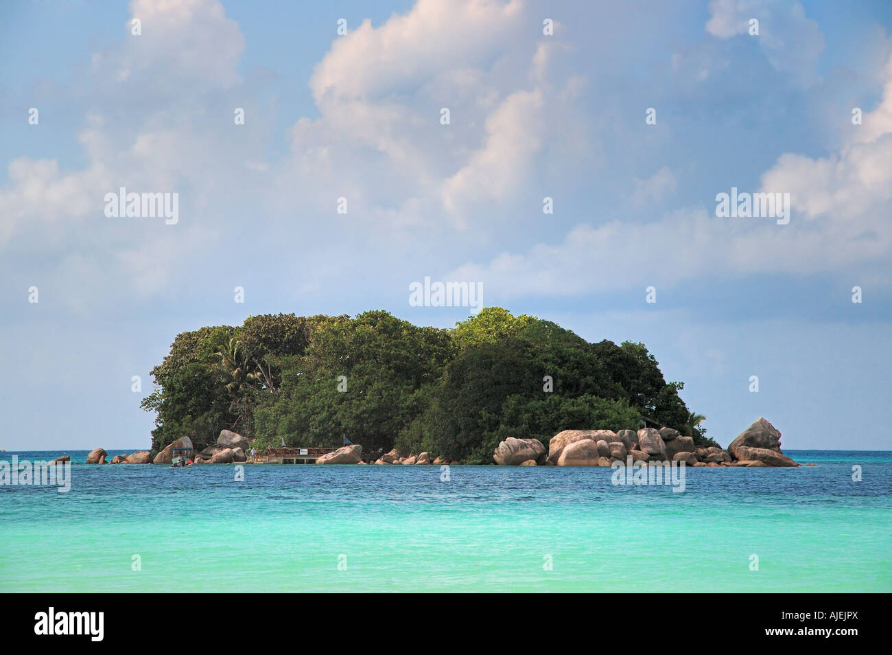 Tiny island covered in lush tropical vegetation Stock Photo - Alamy