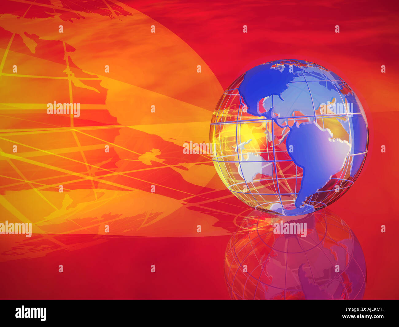 Wireframe 3D rendered of world Stock Photo - Alamy