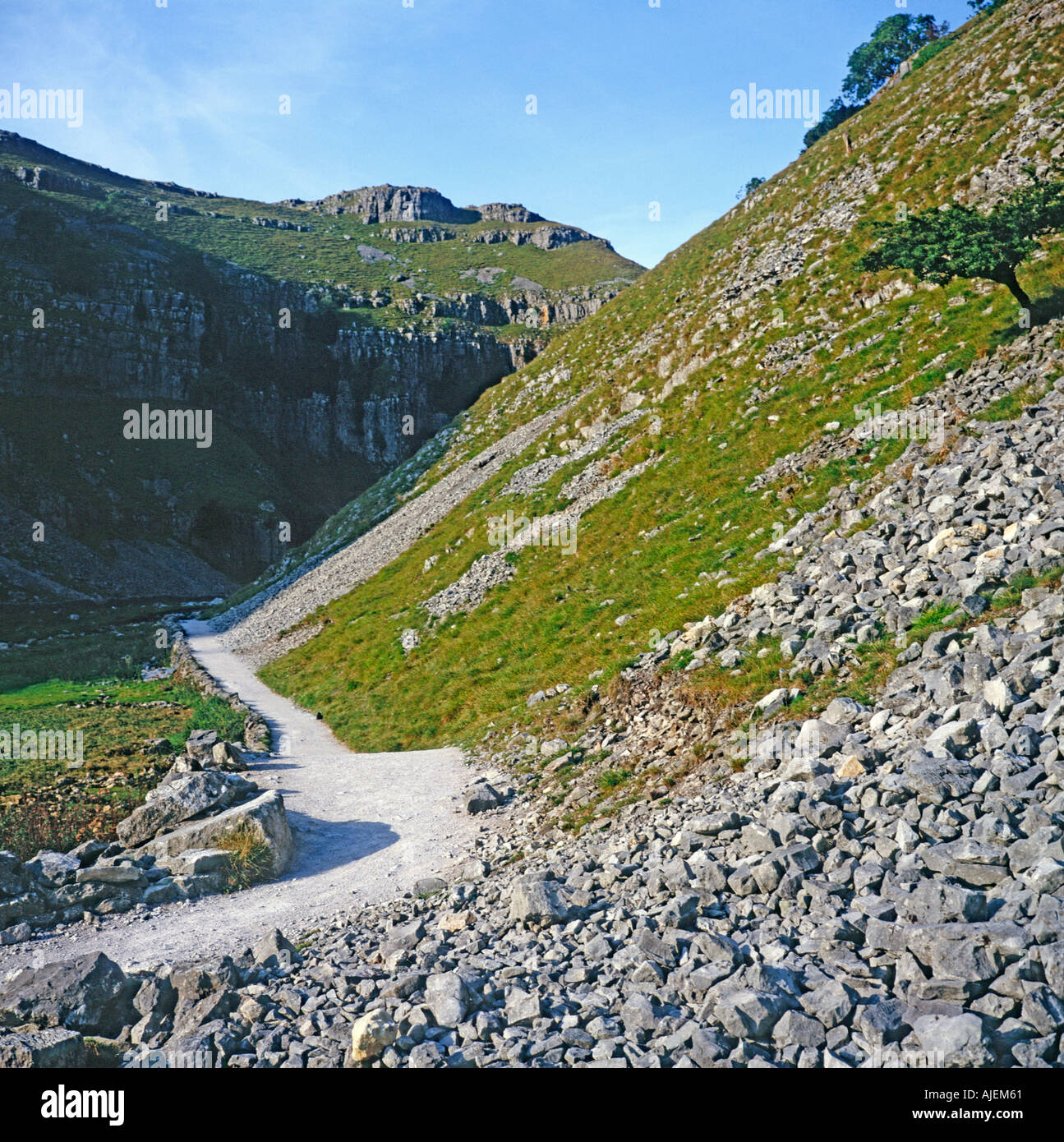 Scree slopes Gordale Scar Yorkshire Dales national park England Stock ...