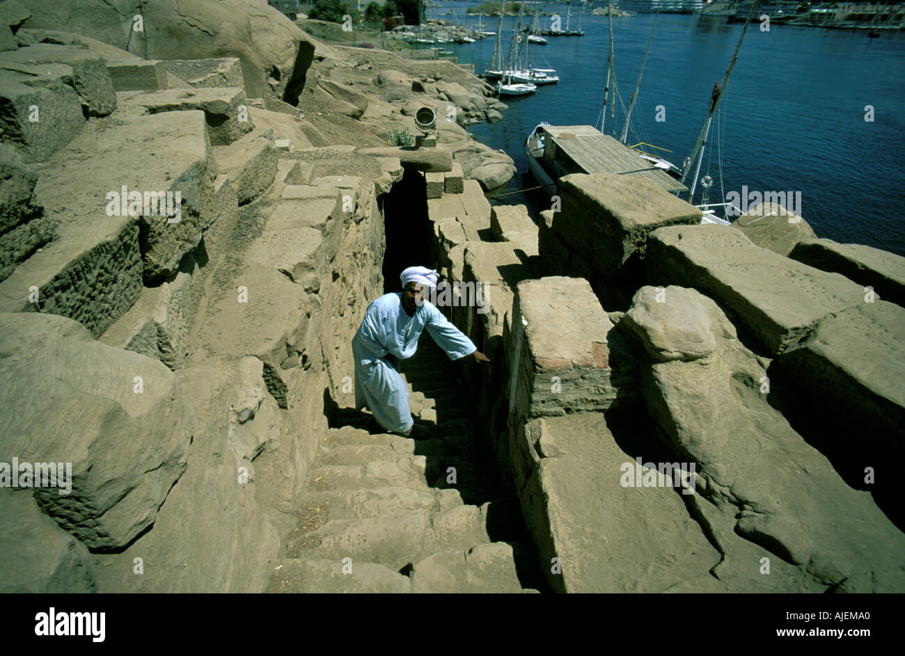 The Aswan Nilometer on Elephantine island Stock Photo - Alamy