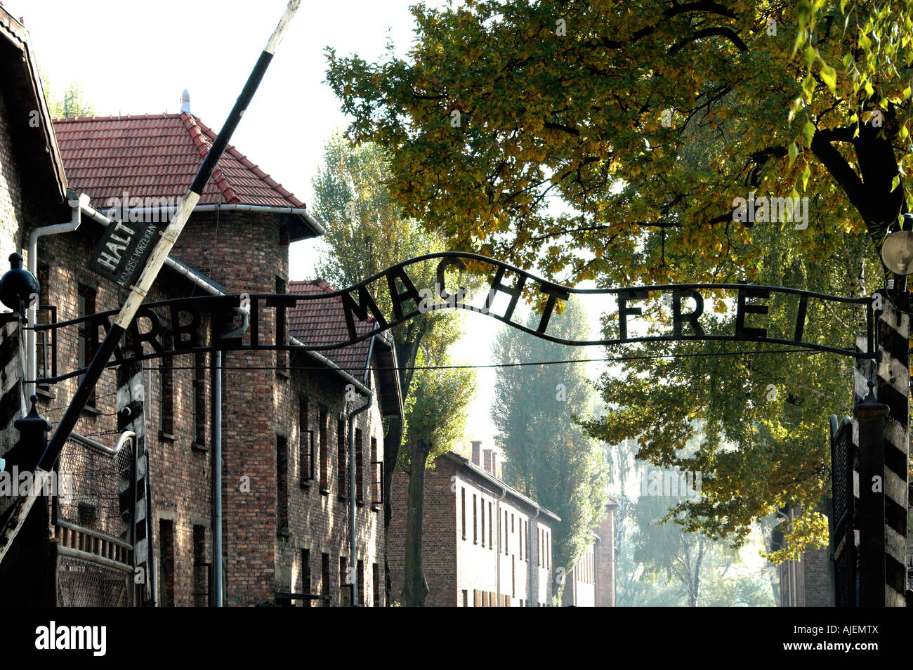 Auschwitz 1 entrance gate hi-res stock photography and images - Alamy