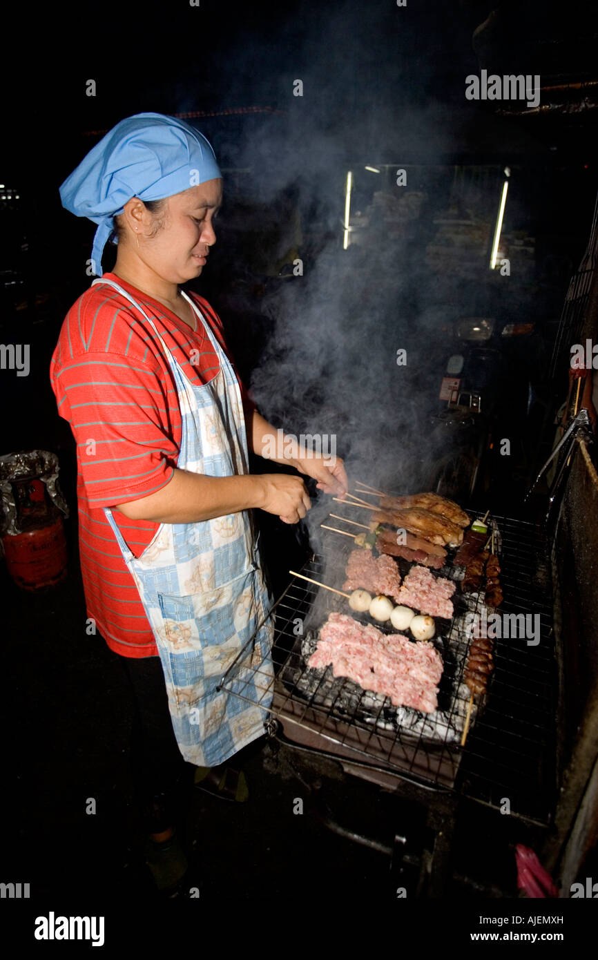 Night time road side barbecue popular holiday spot Karon Beach Phuket ...