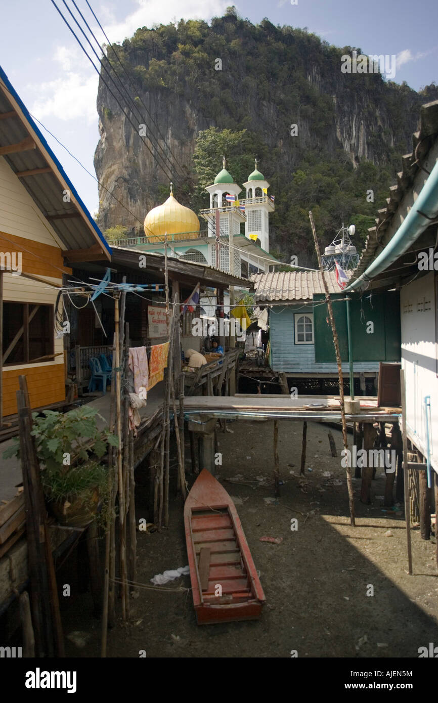 A gold dome tops the mosque Ko Panyi Muslim fishing village on stilts ...