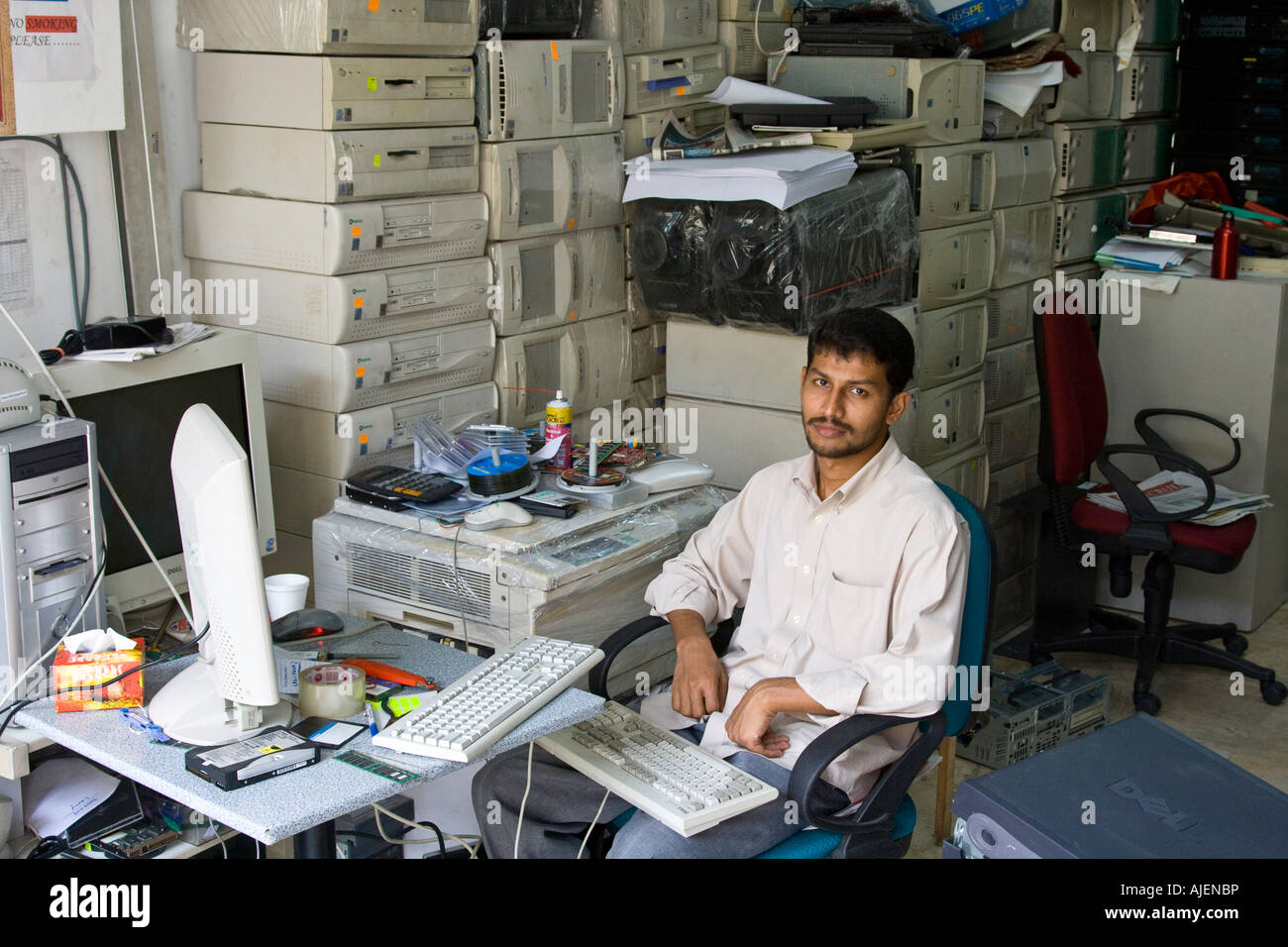 Ethnically Indian Man Selling Computer Equipment in Little India ...