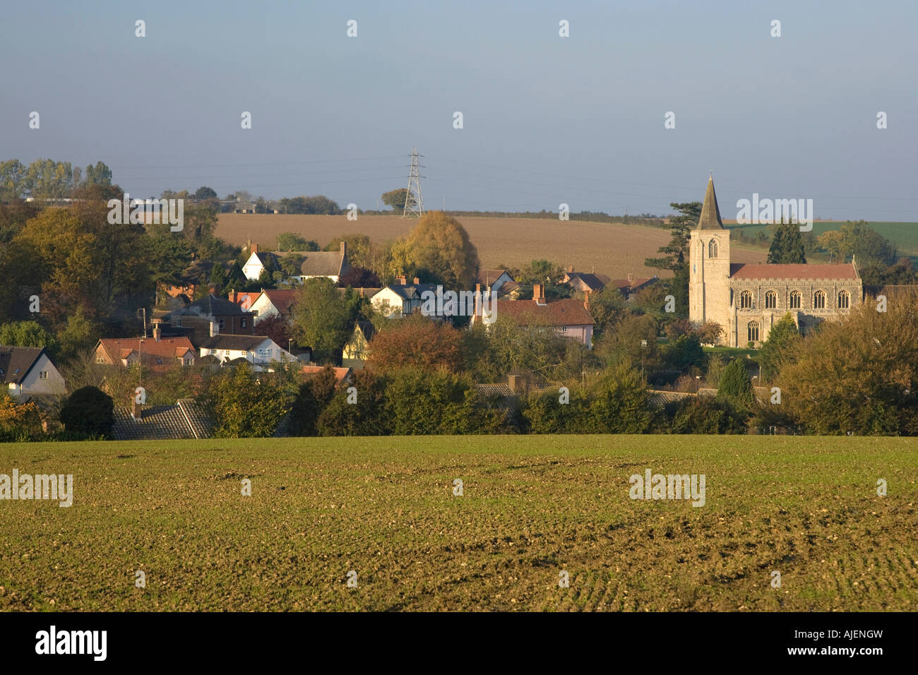 A high viewpoint of Rattlesden village in Suffolk, UK Stock Photo - Alamy
