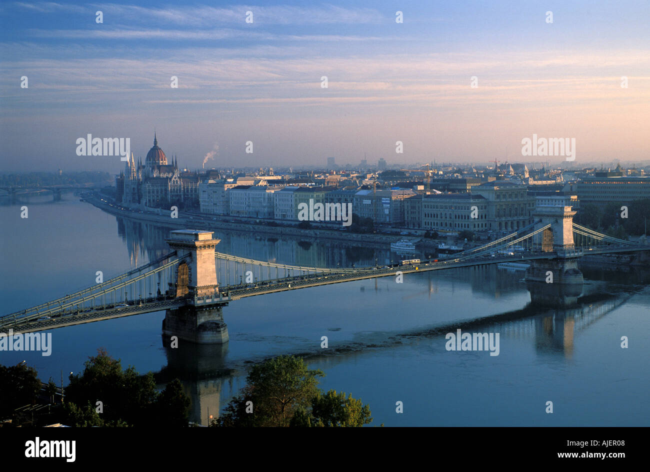 Budapest Chain Bridge over the Danube River Stock Photo - Alamy