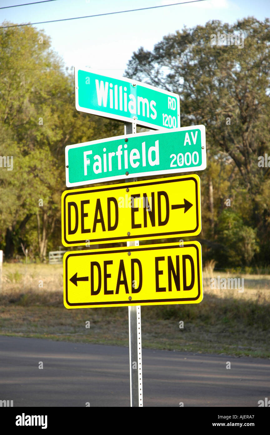 Dead End signs pointing both ways to Dead End of streets in FL Stock ...