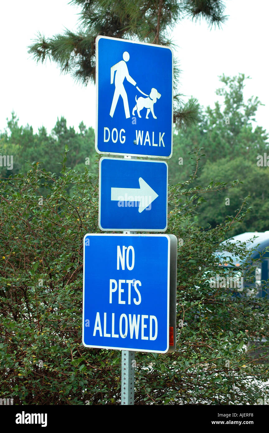 Dog Walking Area Sign in public parking area on highway some with No ...
