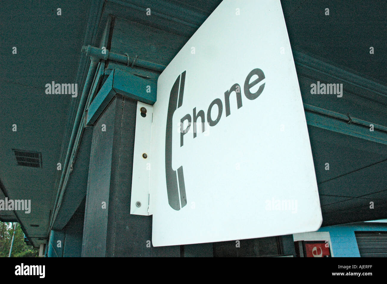 Phone Booth Sign on the highways for public use which are disappearing ...