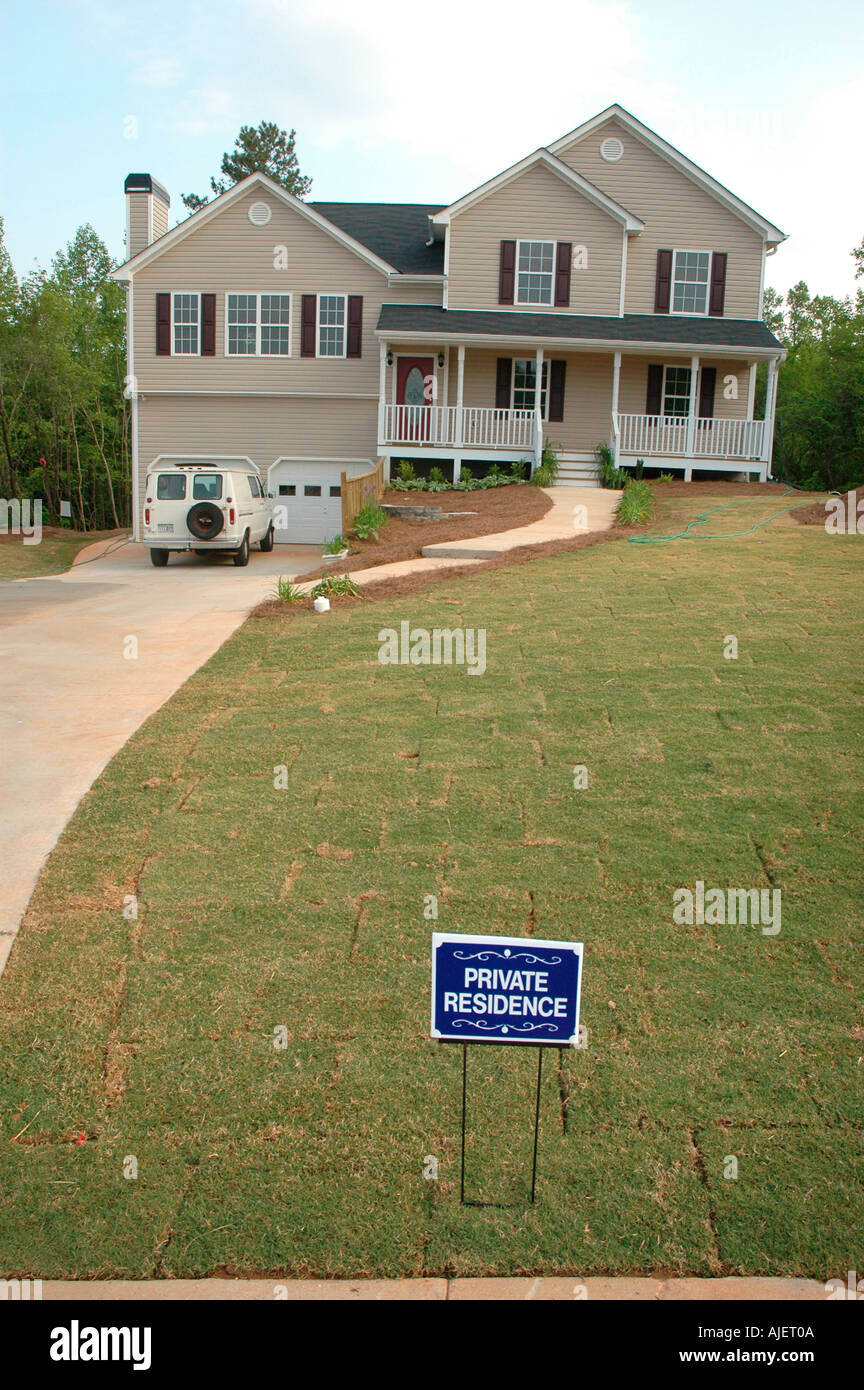 Private Residence sign in front of new house in still under ...