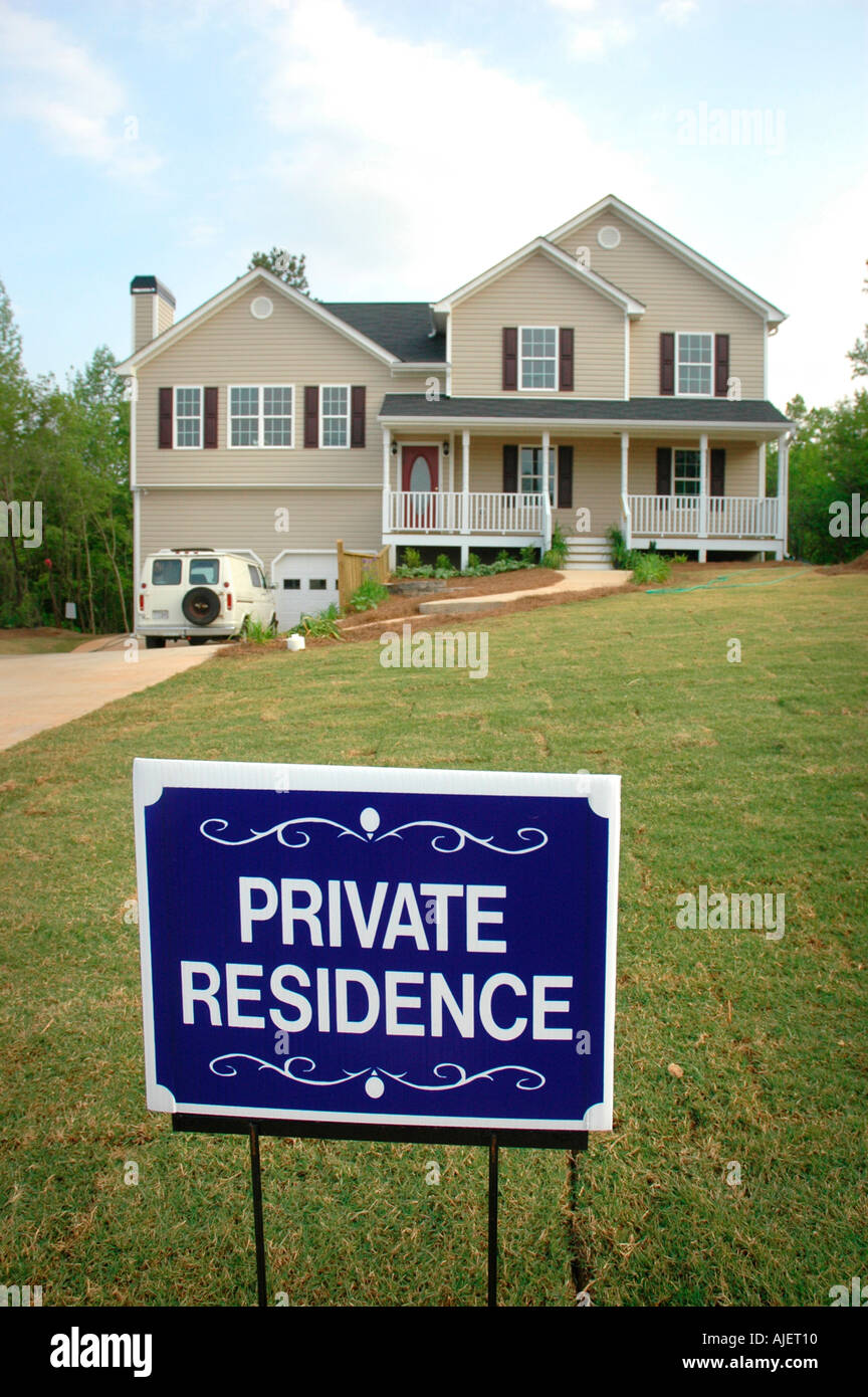 Private Residence sign in front of new house in still under ...