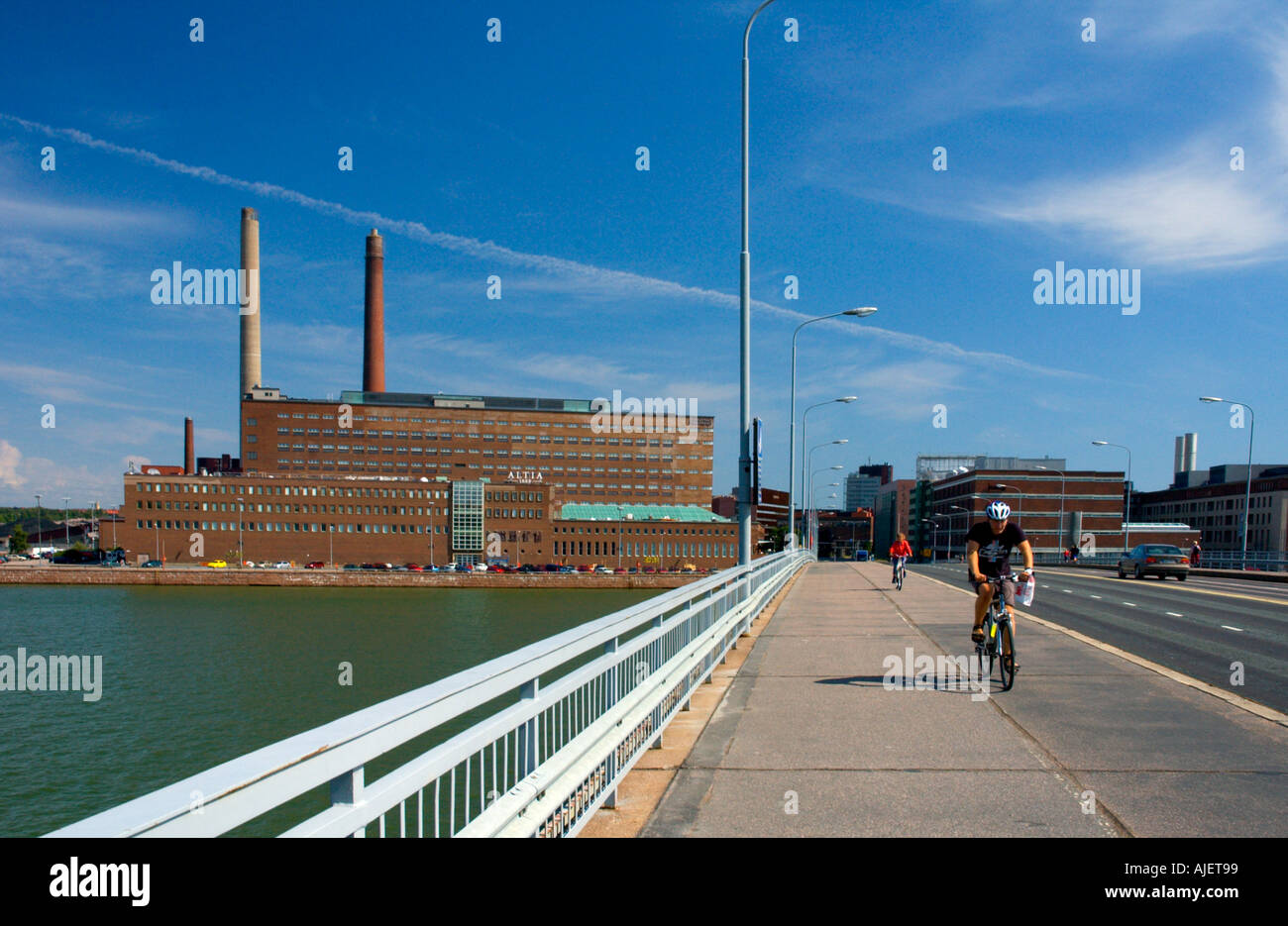Lauttasaari Bridge with Salmisaari Factory Helsinki Finland EU Stock ...