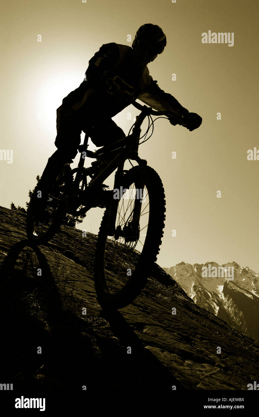 extreme riding in British Columbia mountain biking Stock Photo - Alamy