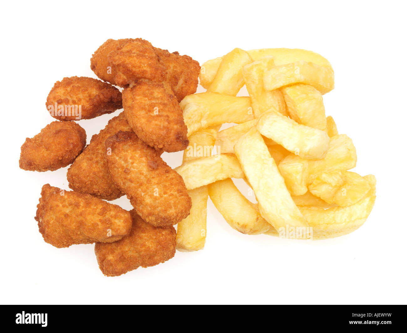 Deep Fried Breaded Scampi Seafood With Chips Takeaway Meal Isolated ...