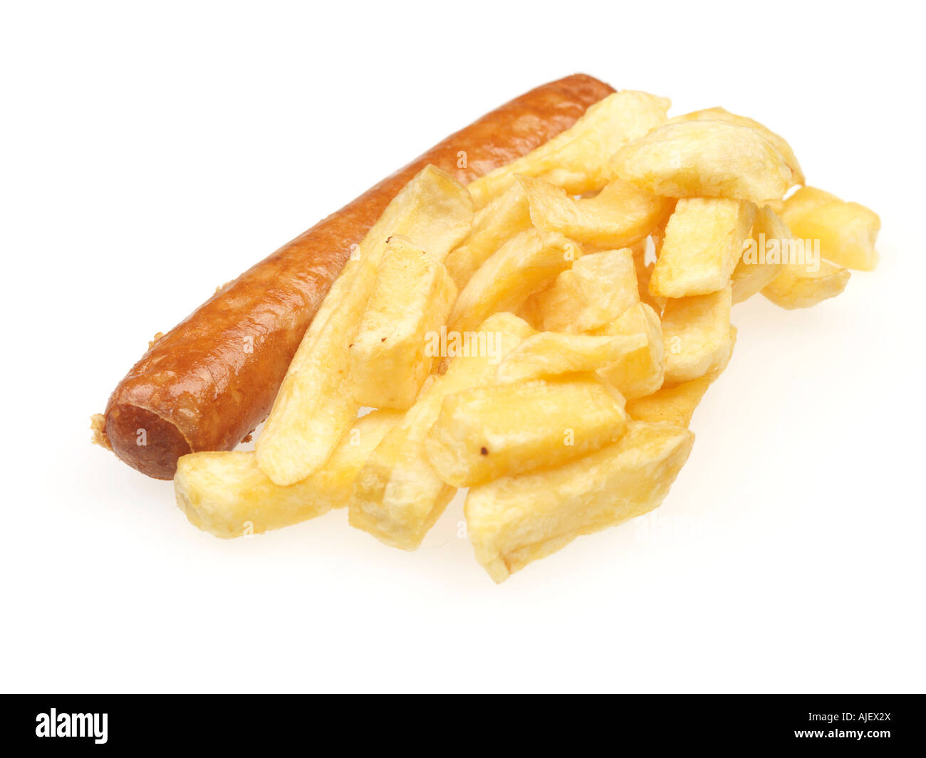 Shop Bought Tasty Friday Night Takeaway Jumbo Sausage and Chips Agains ...