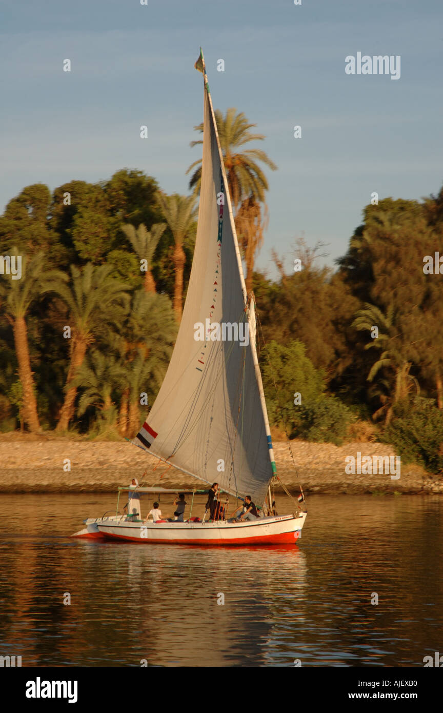 Felucca sailing on the Nile at sunset, Luxor, Egypt Stock Photo - Alamy