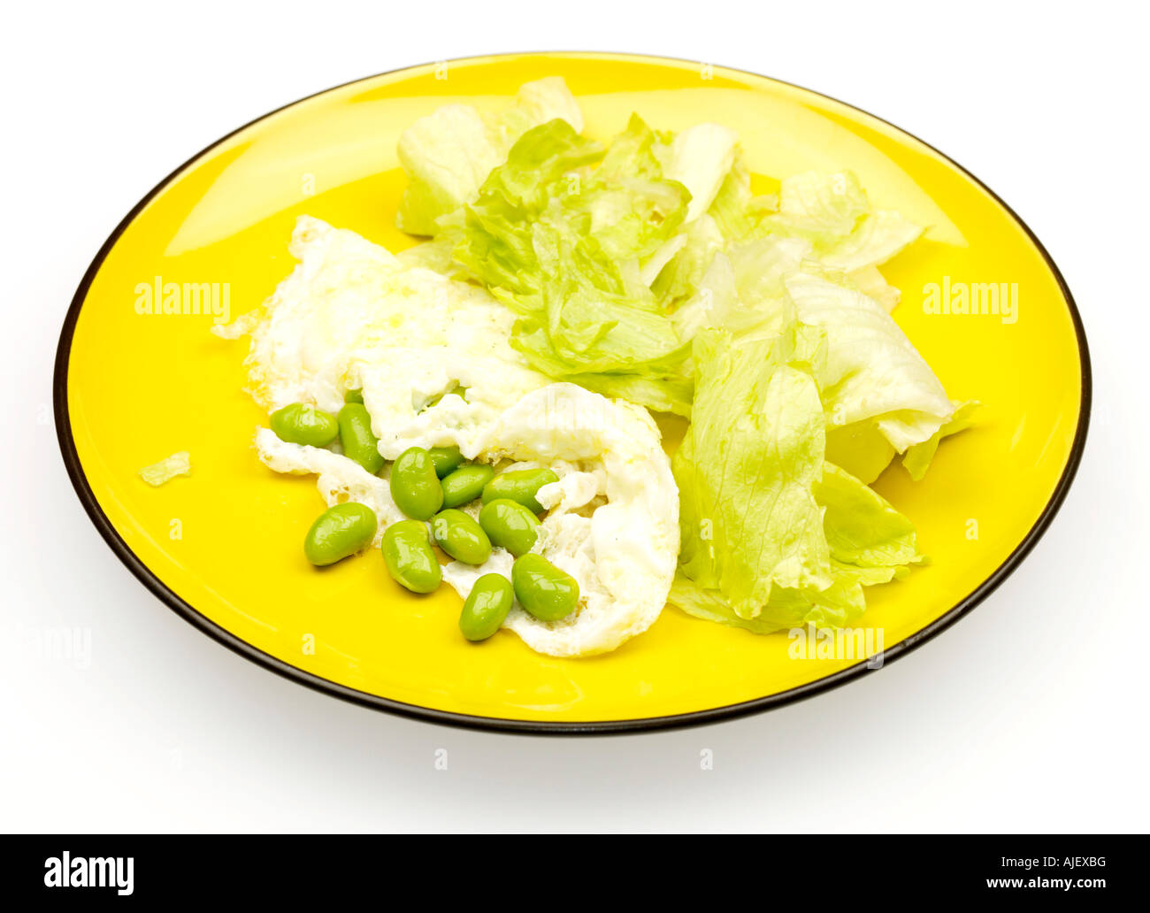 Omelette with edamame beans and lettuce leaves healthy lunch hi-res ...