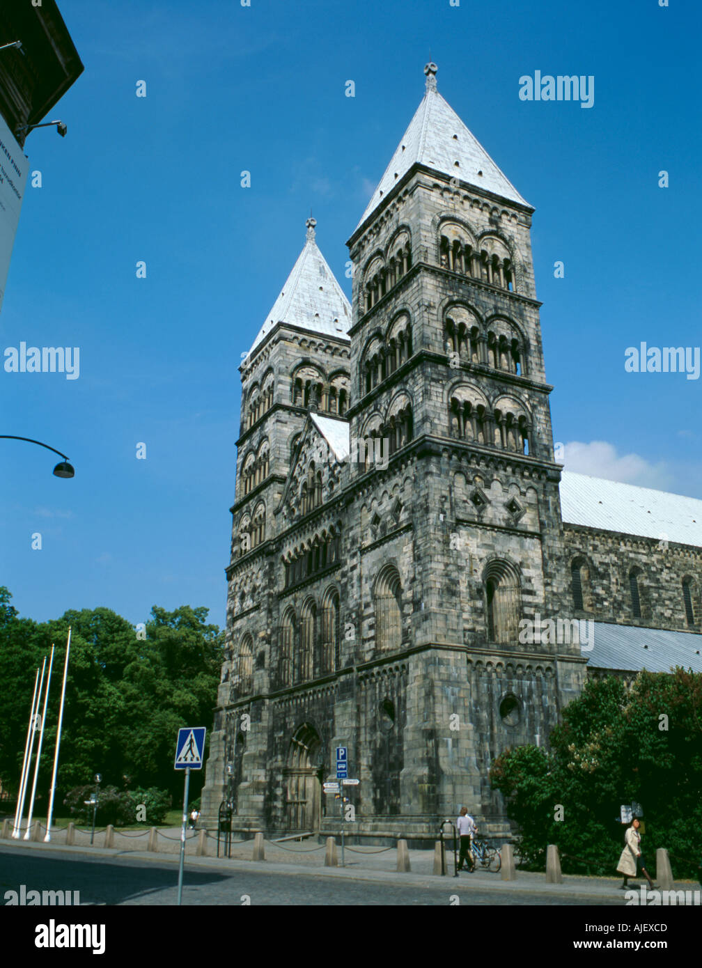 Towers and west facade of Lund Domkyrkan ( Cathedral ), Lund, Skåna ...