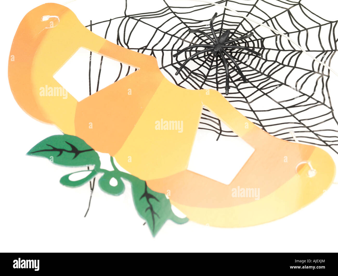 Halloween Mask and Spiders Web Stock Photo - Alamy
