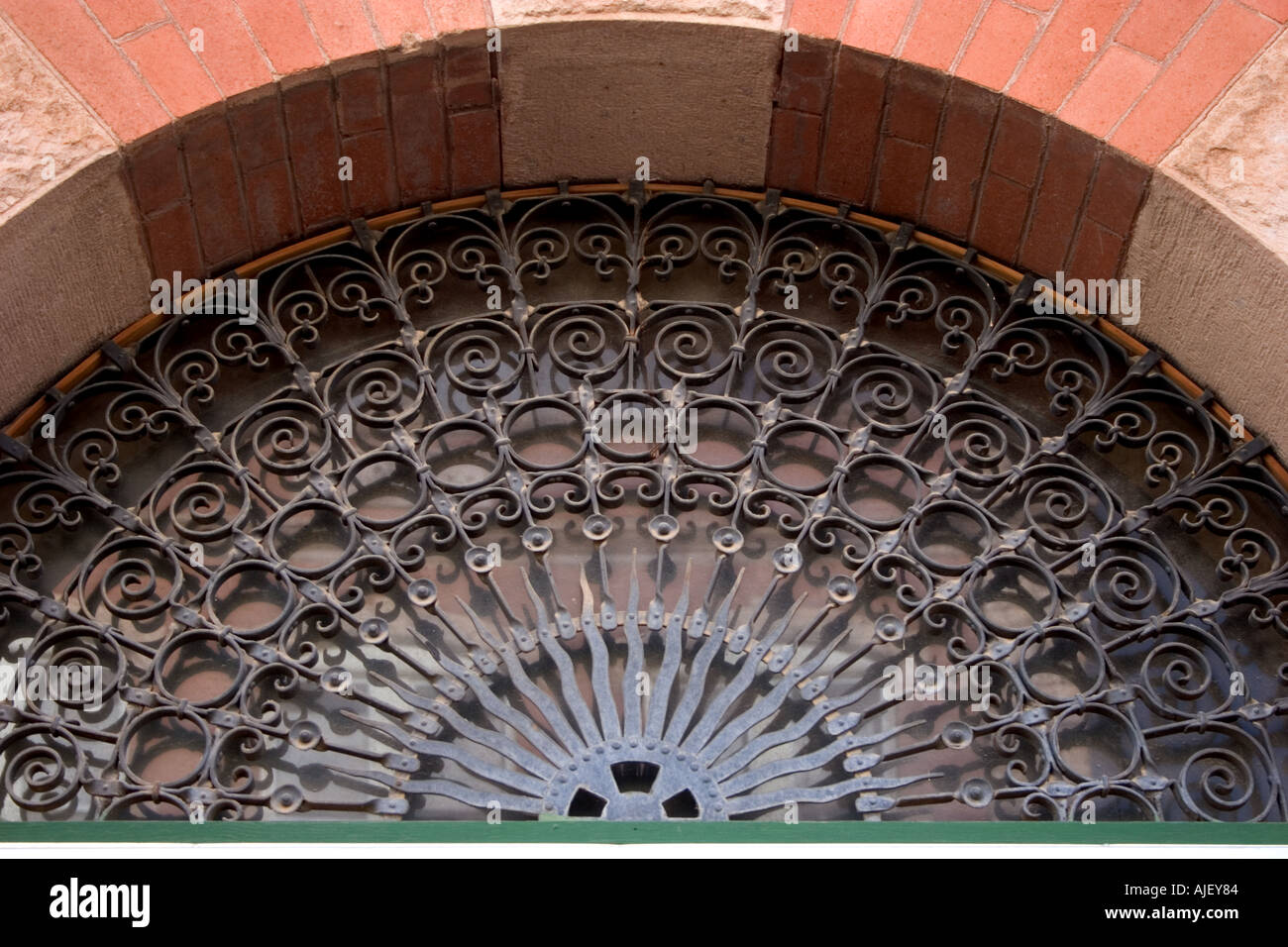 Fancy ironwork architectural detail above a door in Bisbee Arizona ...