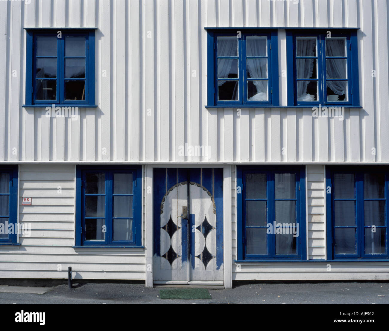 Detail of a brightly painted old traditional timber house, village of ...