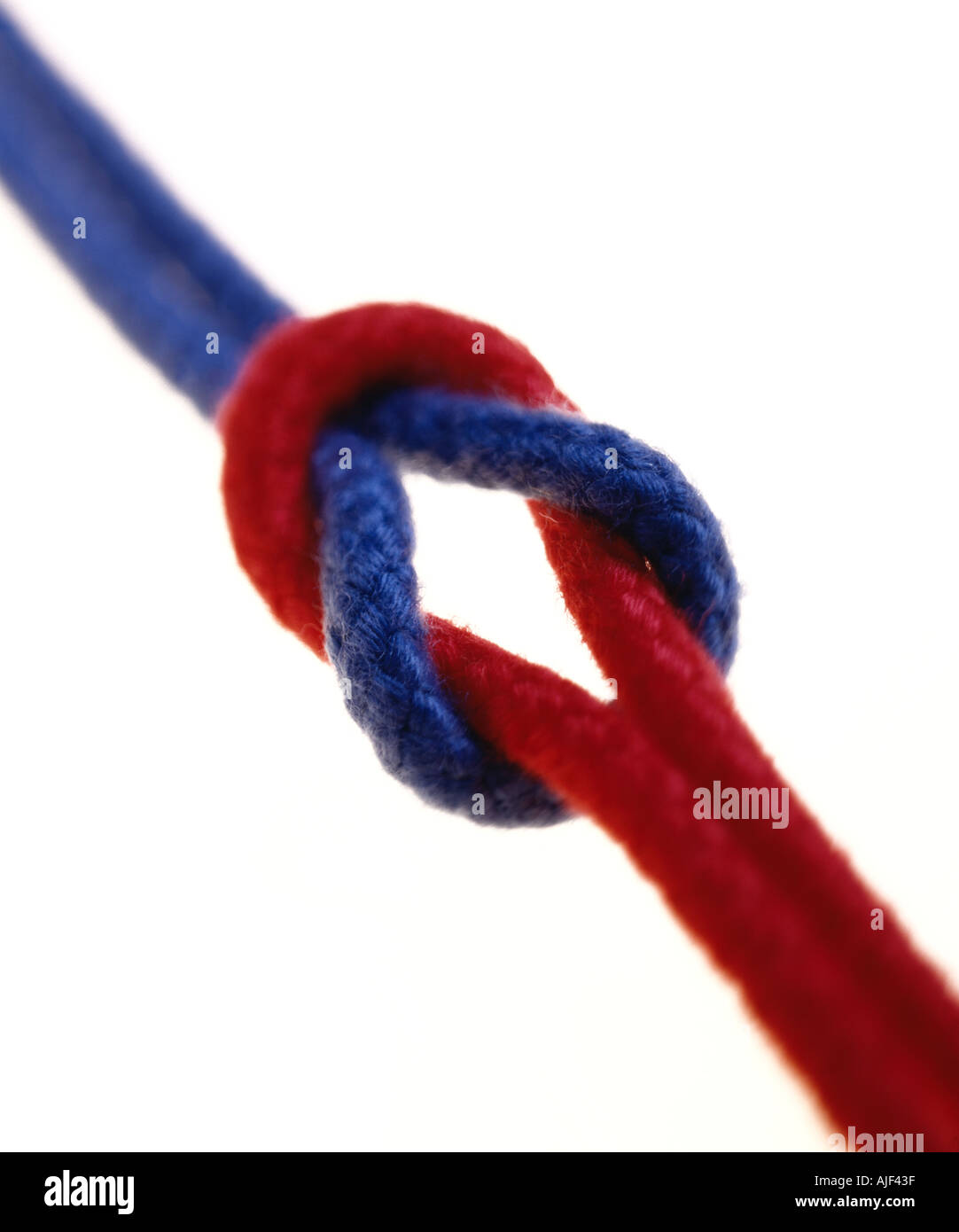 A red and blue rope tied together Stock Photo - Alamy
