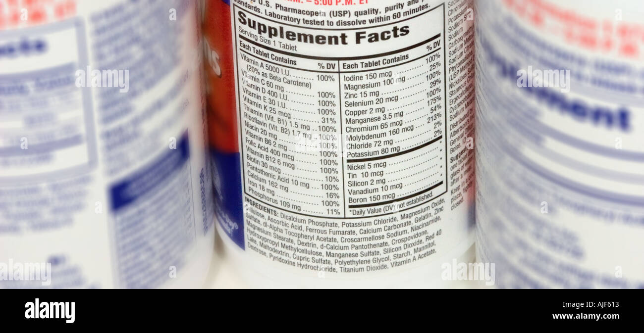Multivitamin label hi-res stock photography and images - Alamy