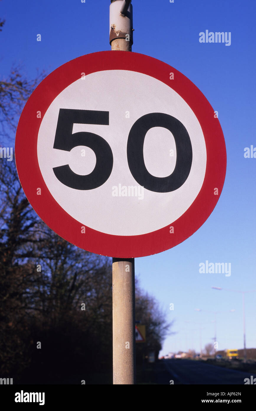 fifth miles per hour speed limit warning sign at roadside uk Stock ...