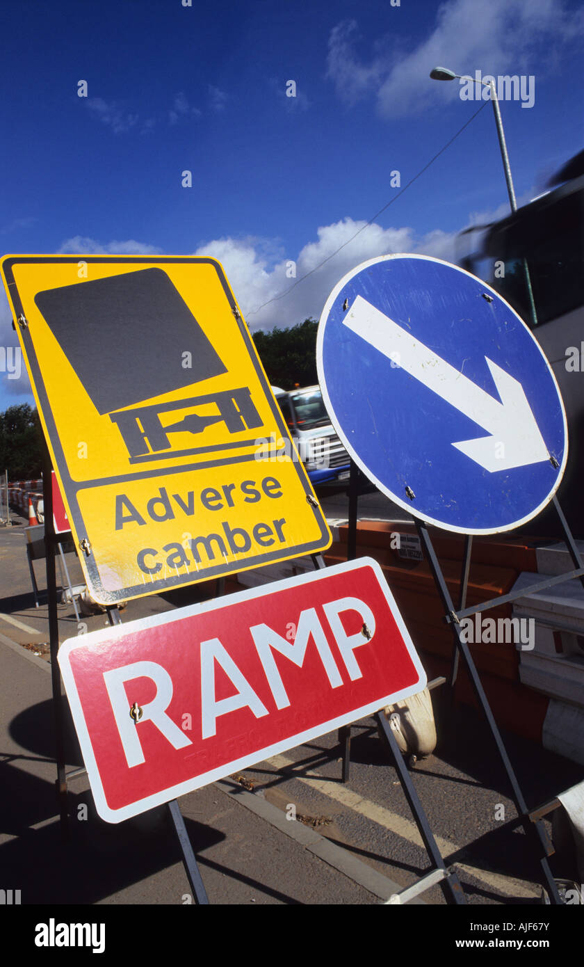 warning sign of ramp and adverse camber for drivers of articulated ...