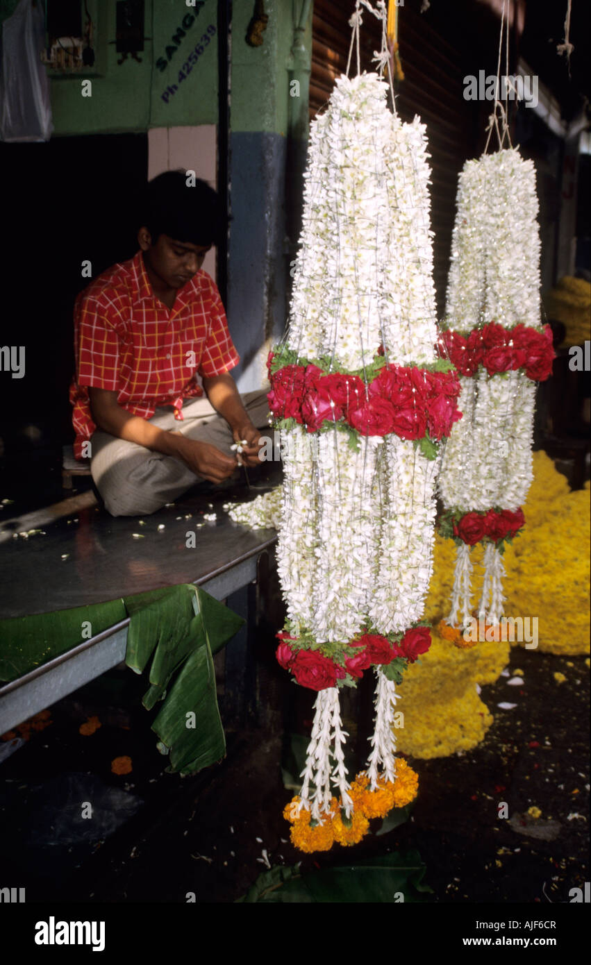 South India Karnataka Mysore Flower Market Garlands Stock Photo - Alamy