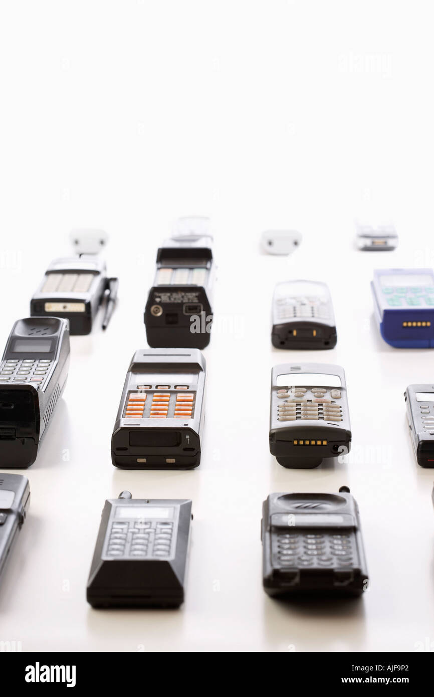 Mobile phones in rows Stock Photo - Alamy