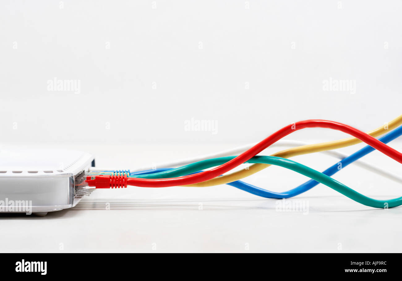 Ethernet cable connections Stock Photo - Alamy