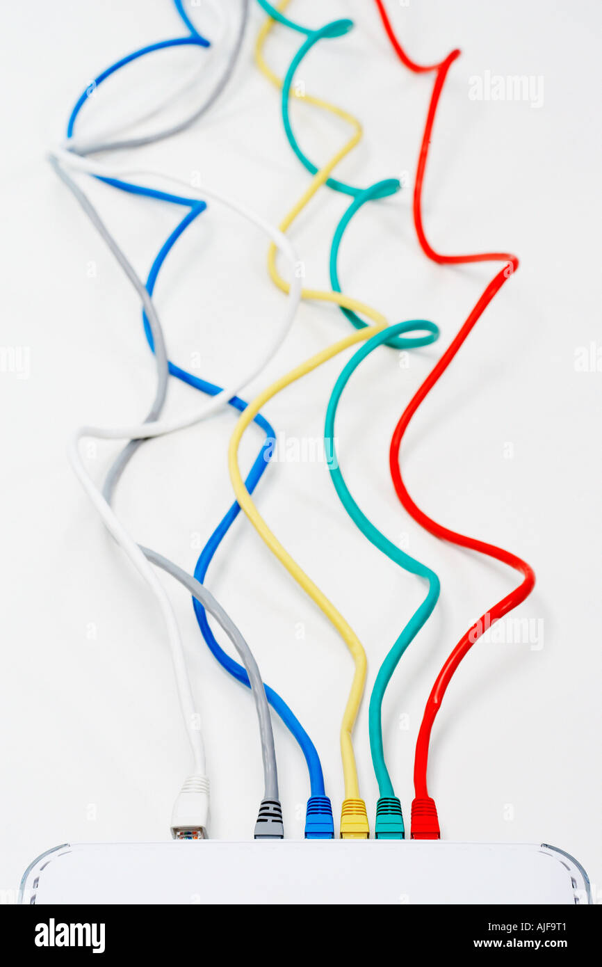 Ethernet cable connections, view from above Stock Photo - Alamy
