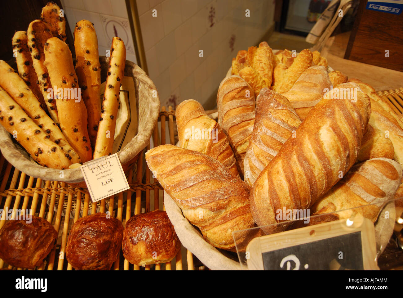 French patisserie bread display, Reims, Marne, Champagne-Ardenne ...