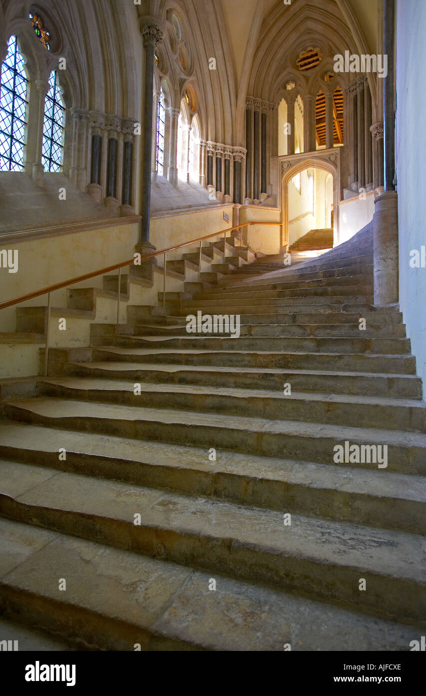 Sea of Steps leading to the Chapter House in Wells Cathedral Somerset ...