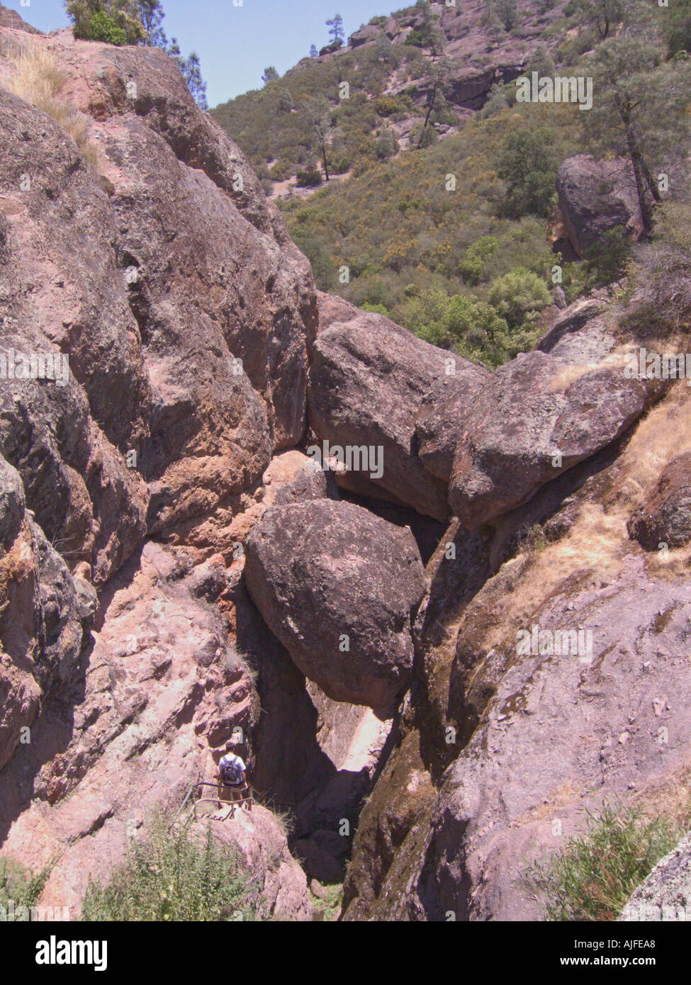 California Pinnacles National Monument hiker on Moses Spring Trail ...