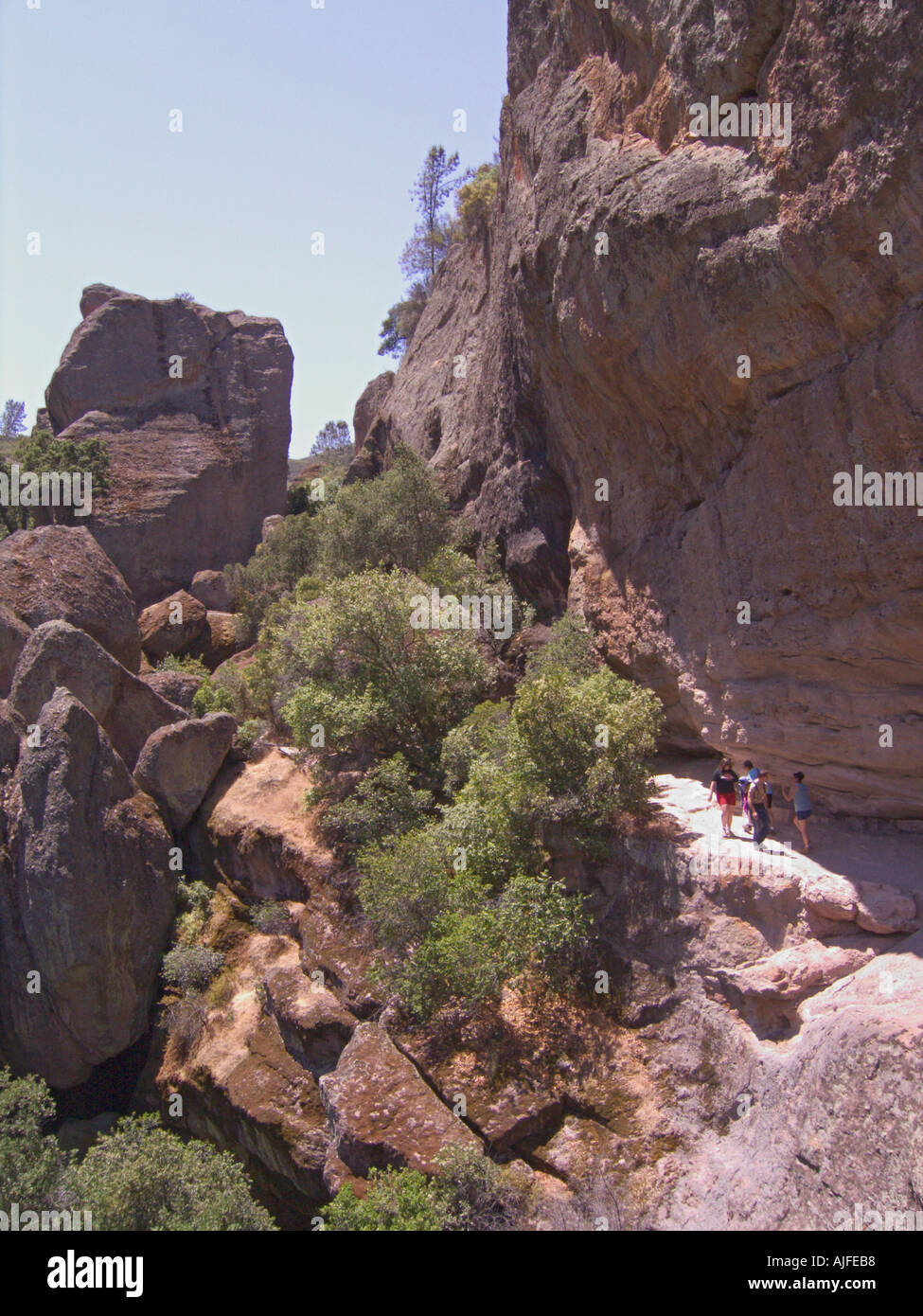 California Pinnacles National Monument hikers on Moses Spring Trail ...