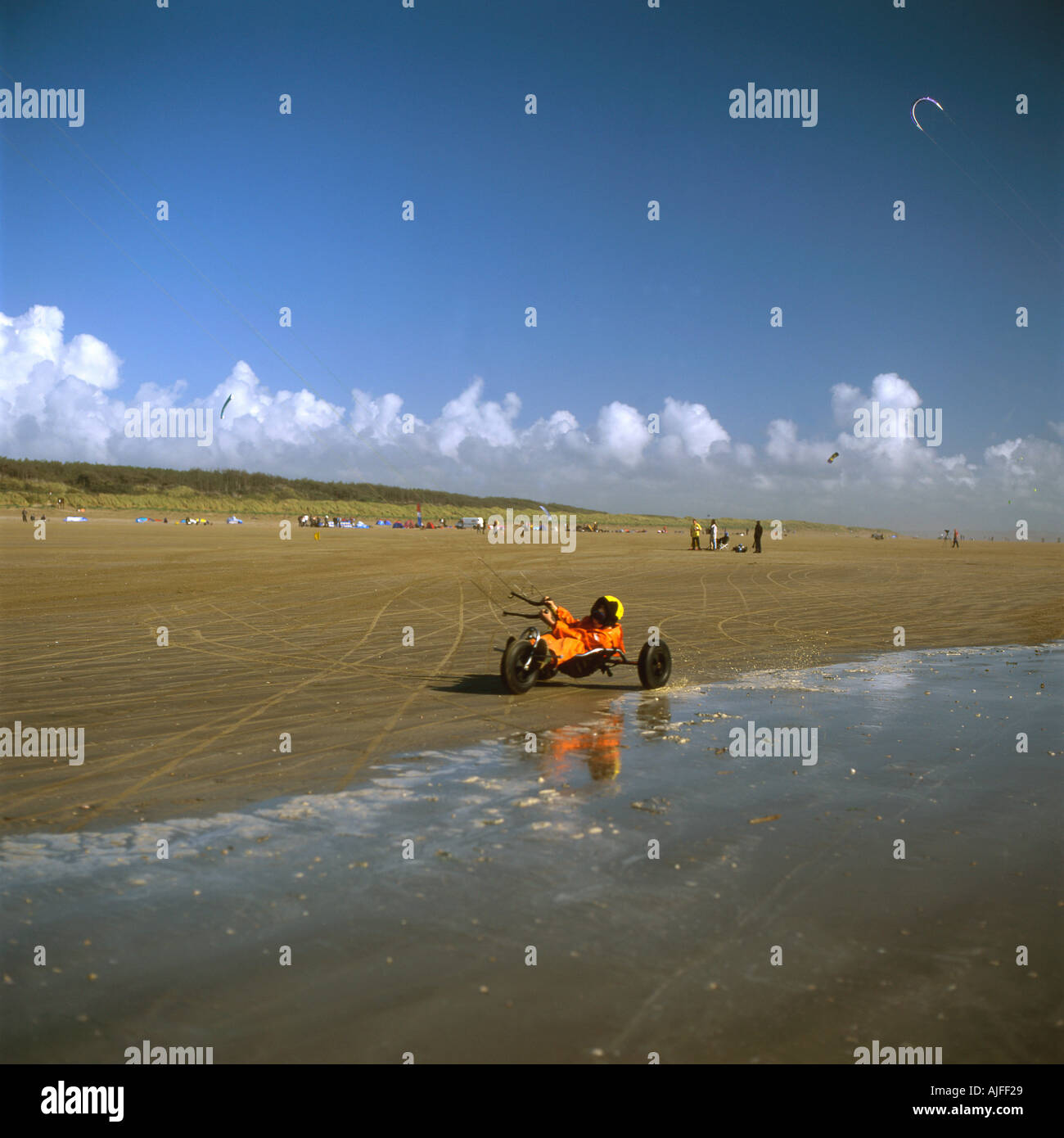 Kite buggying on Pembrey Sands Carmarthenshire South Wales UK KATHY ...