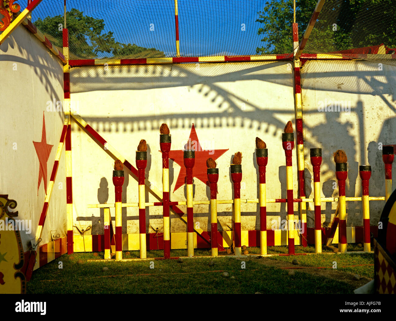 Coconut stand in a traditional fairground Stock Photo - Alamy