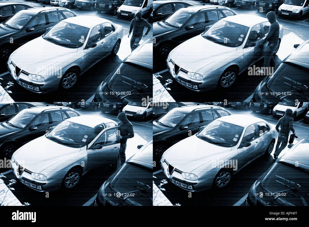 Cctv footage of a thief stealing from a car Stock Photo - Alamy