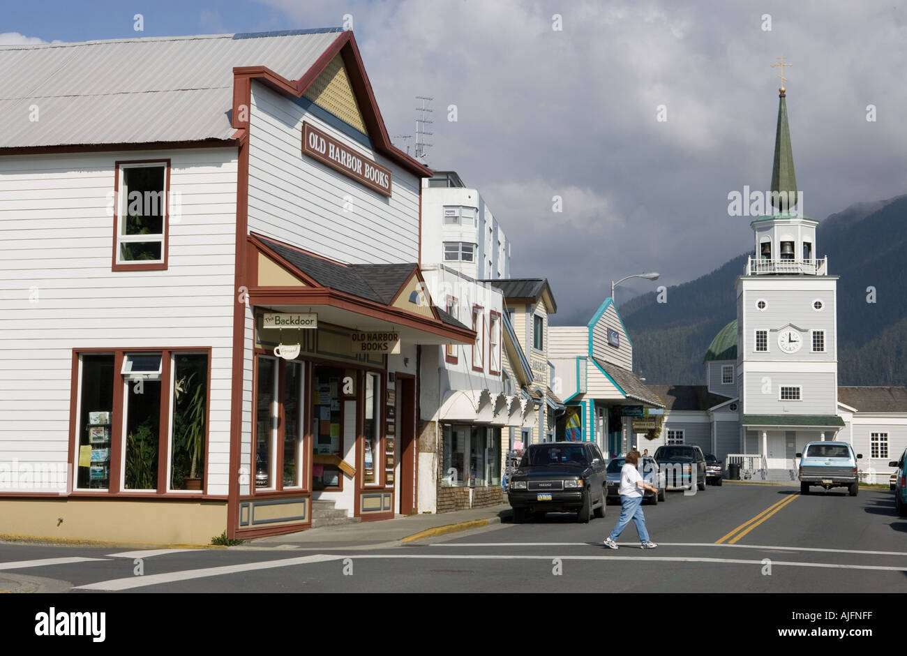 View of Lincoln Street in Sitka Alaska with Saint Michael s Cathedral ...